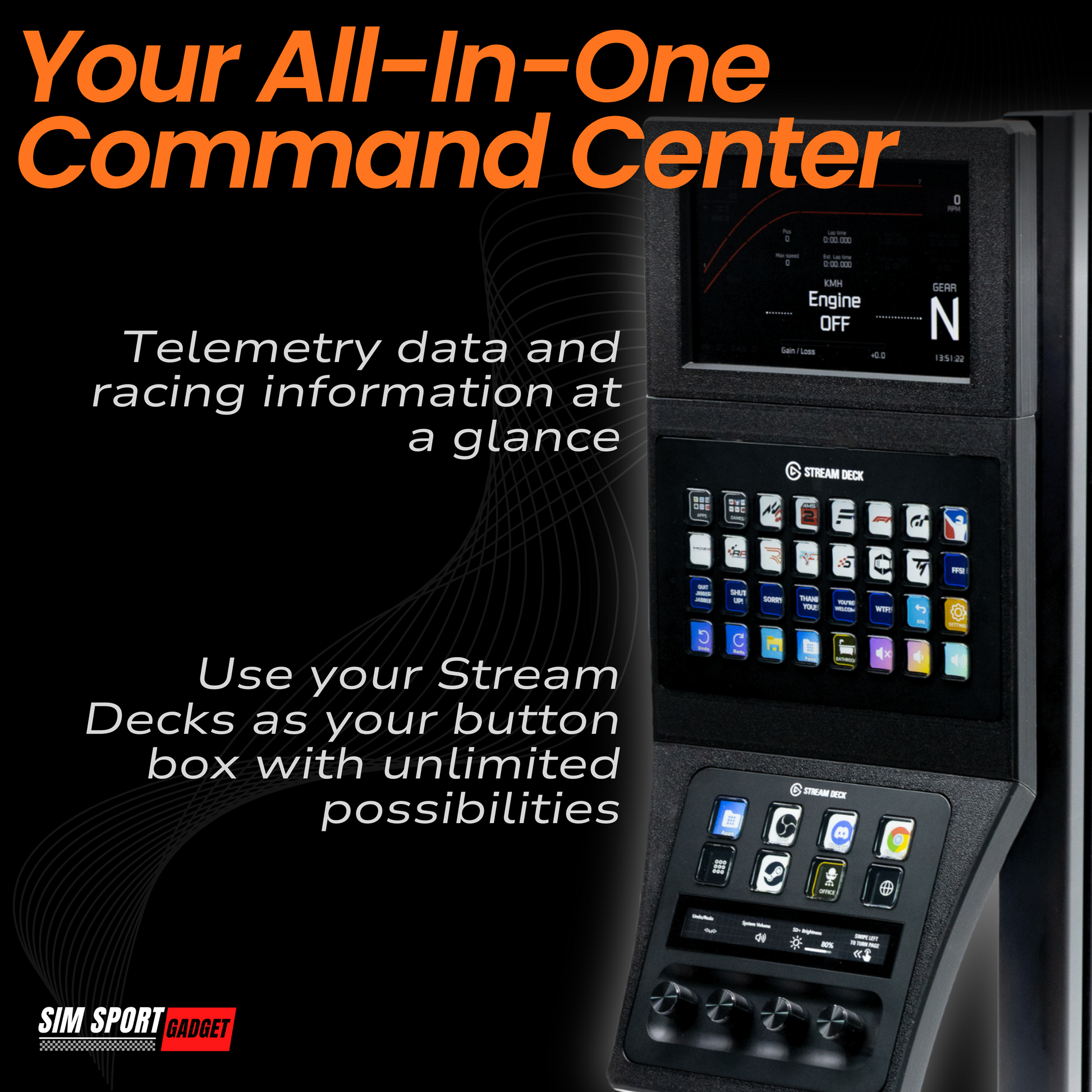 6.8 Inch Touchscreen with Stream Deck XL and Plus Triple Mount Console ...